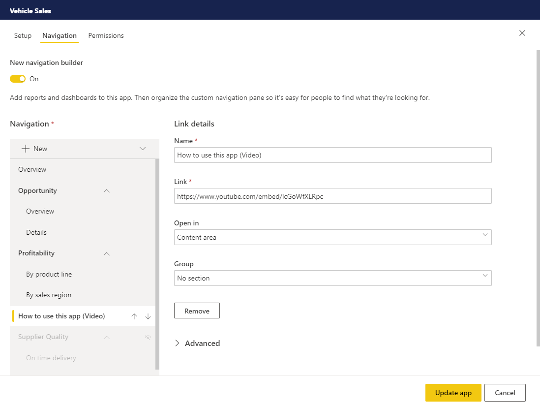 Designing custom navigation for Power BI apps is now available ...