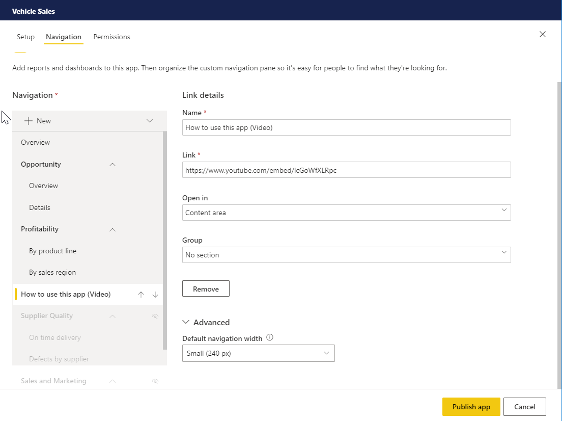 Designing custom navigation for Power BI apps is now available ...