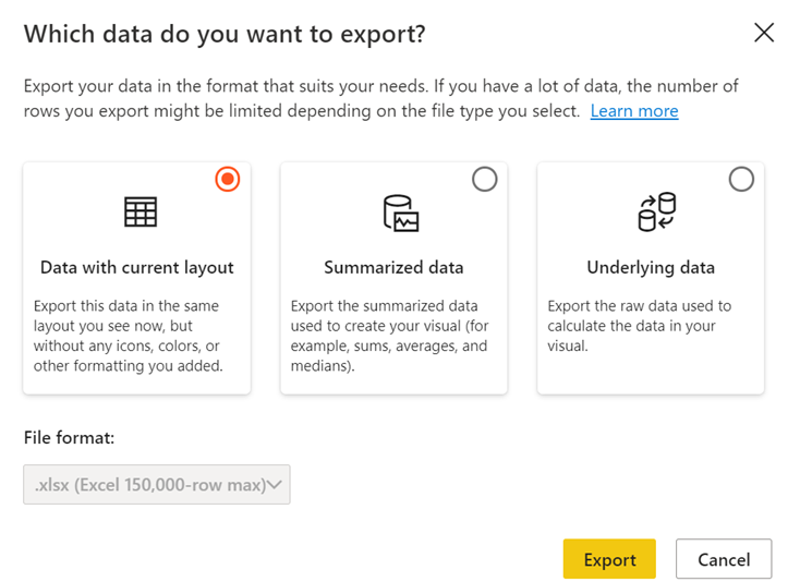 Export To Excel Improvements For Table And Matrix Visuals Preview Microsoft Fabric Blog