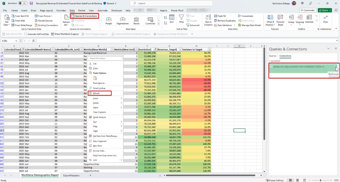 Announcing Connected Excel Tables From Power Bi Public Preview
