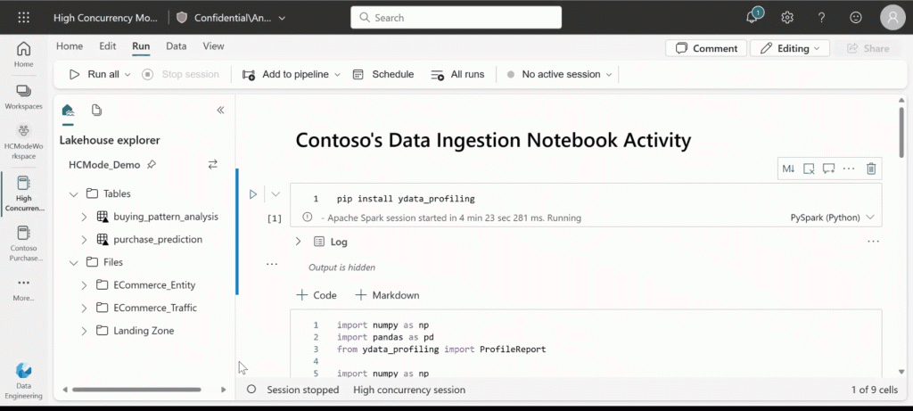 Introducing High Concurrency Mode In Notebooks For Data Engineering And